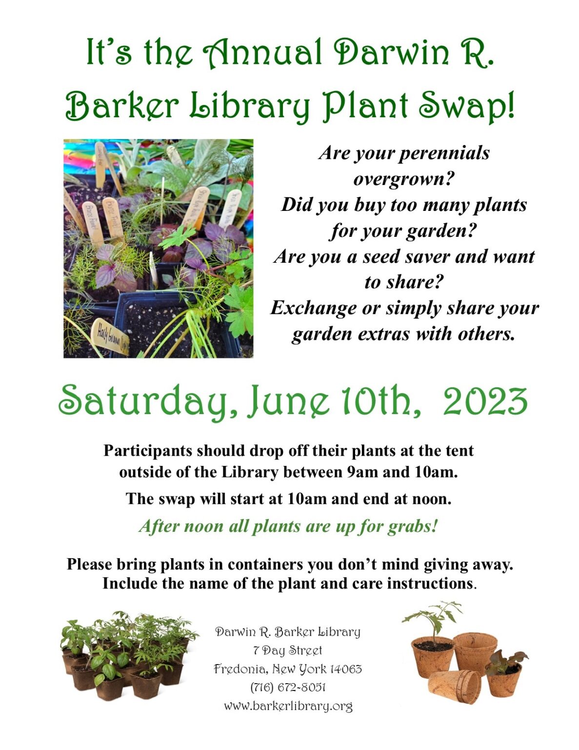 Annual Darwin R Barker Library Plant Swap! Sat. June 10th • Darwin R ... Annual Darwin R Barker Library Plant Swap! Sat. June 10th • Darwin R ...