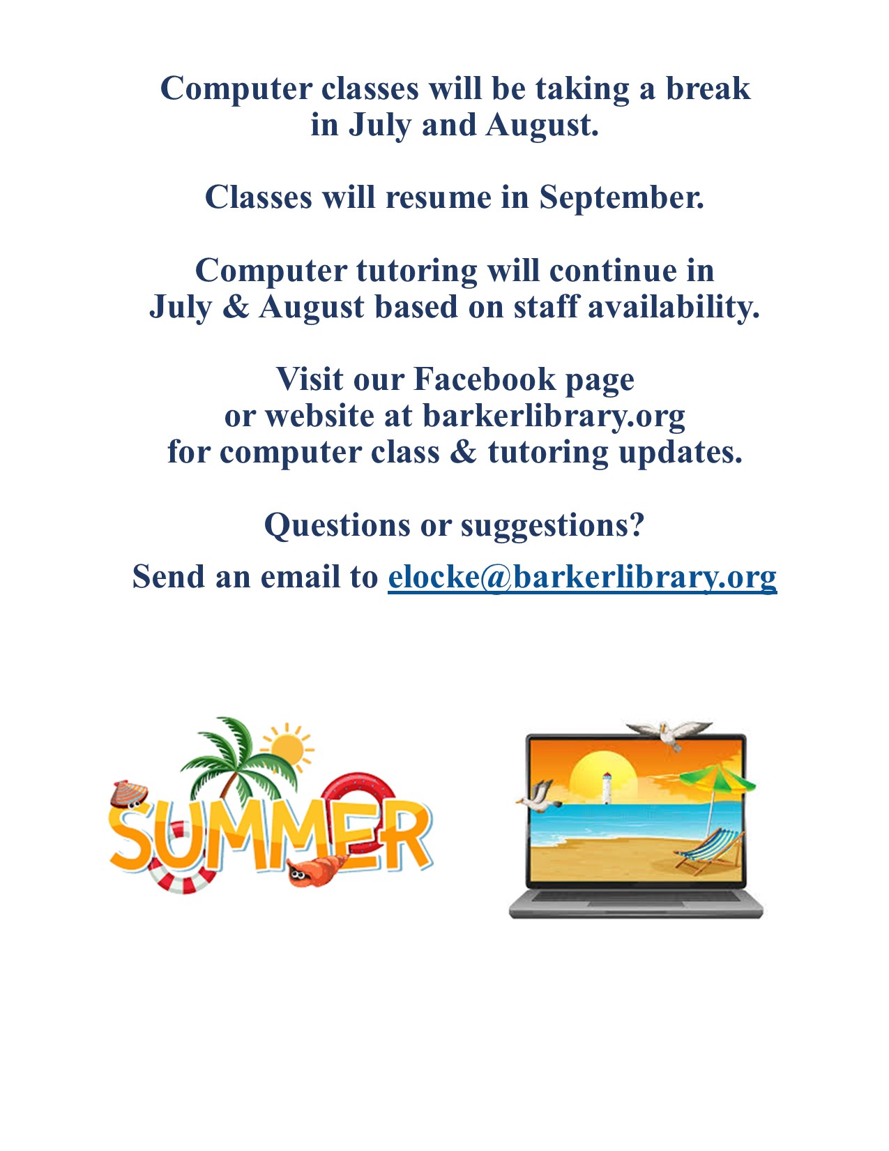 Computer Classes • Darwin R. Barker Library Computer Classes • Darwin R. Barker Library