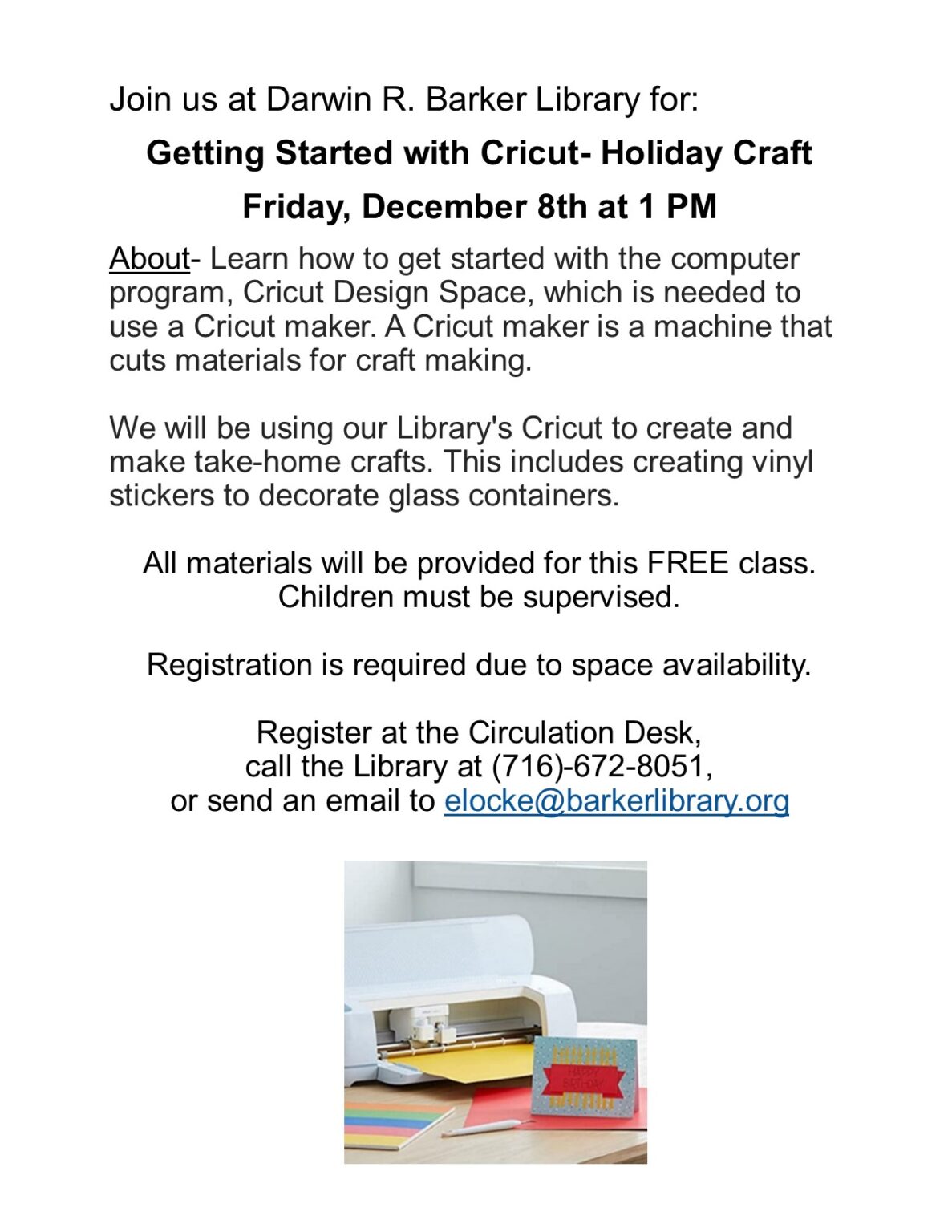 Getting Started with Cricut- Friday, Dec. 8th at 1 PM • Darwin R ... Getting Started with Cricut- Friday, Dec. 8th at 1 PM • Darwin R ...