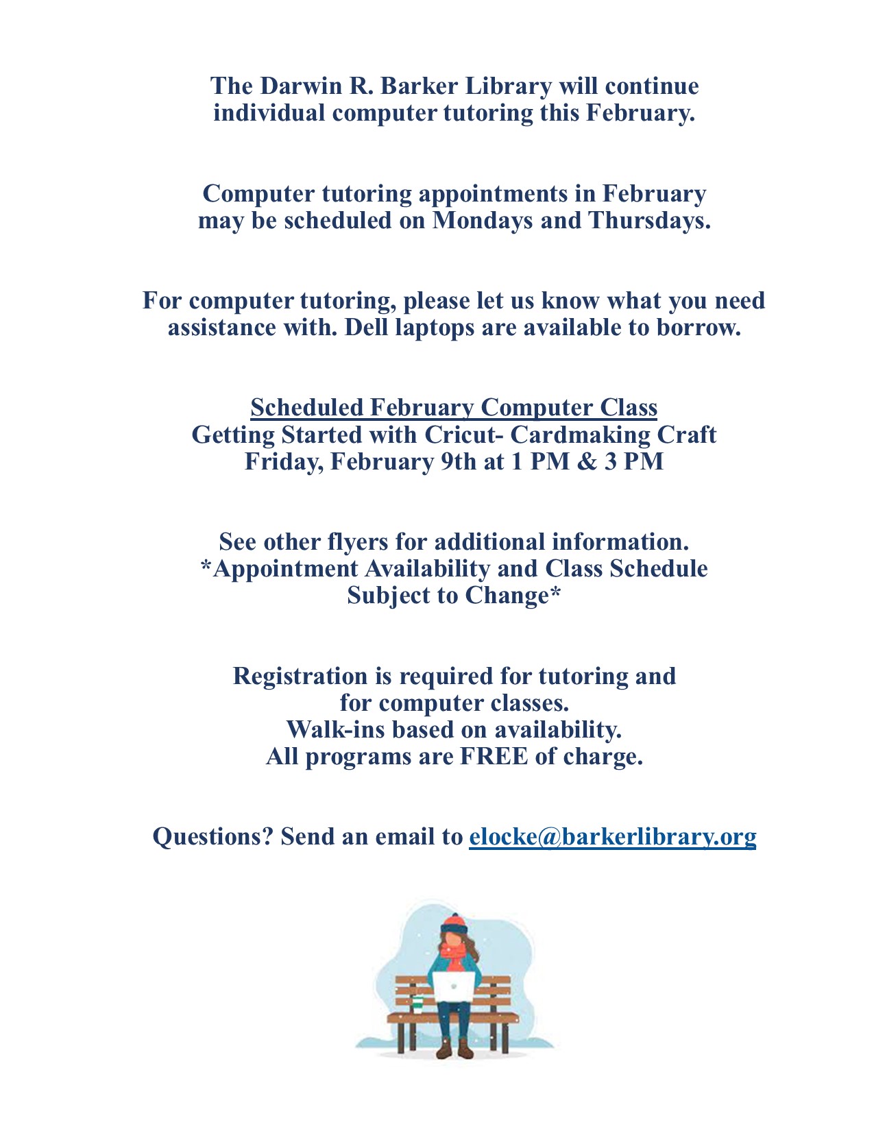 Computer Tutoring This February • Darwin R. Barker Library Computer Tutoring This February • Darwin R. Barker Library